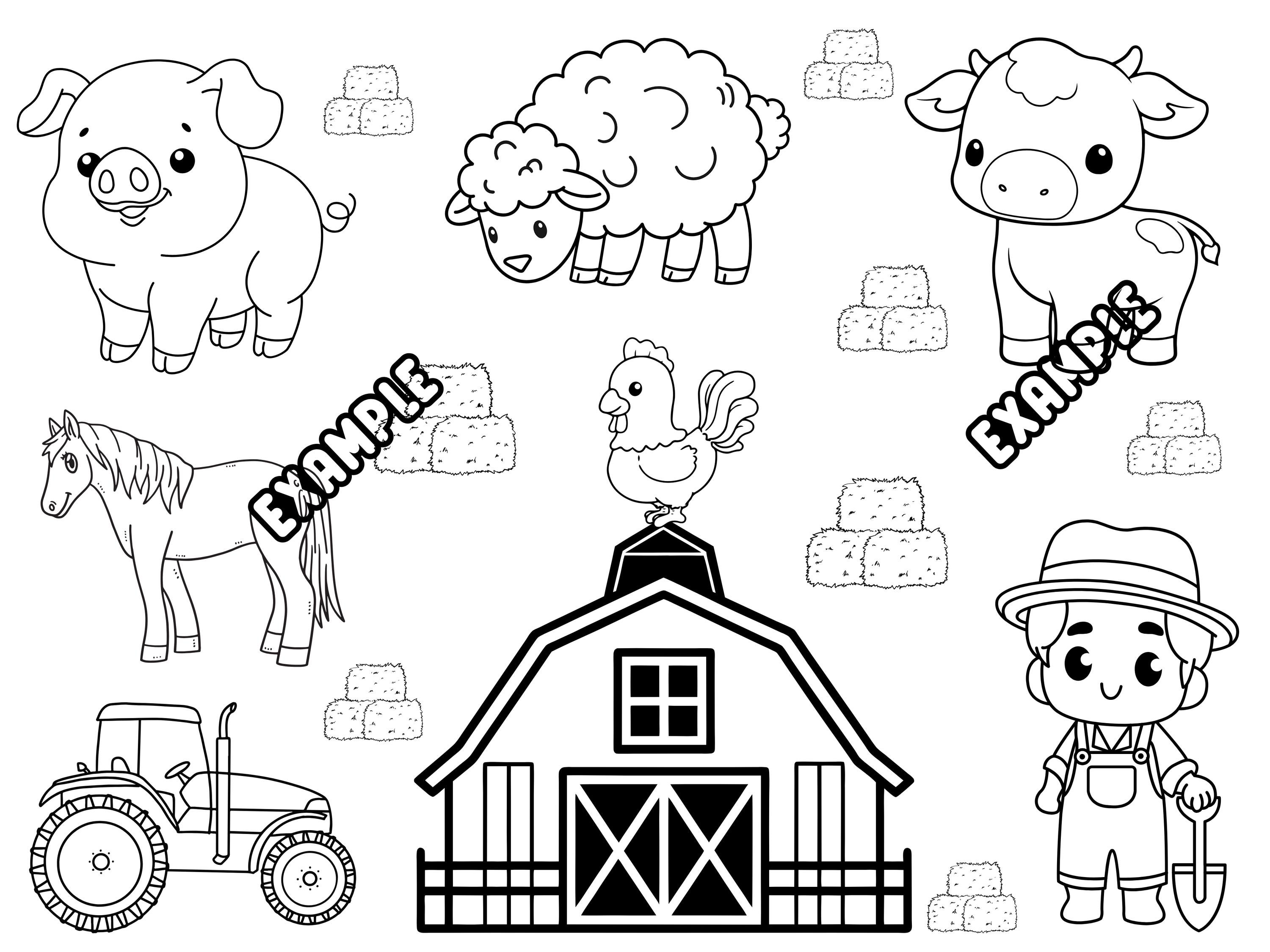 Farm Animals, Coloring Page, Preschool, Printable Activity, Farm Theme ...