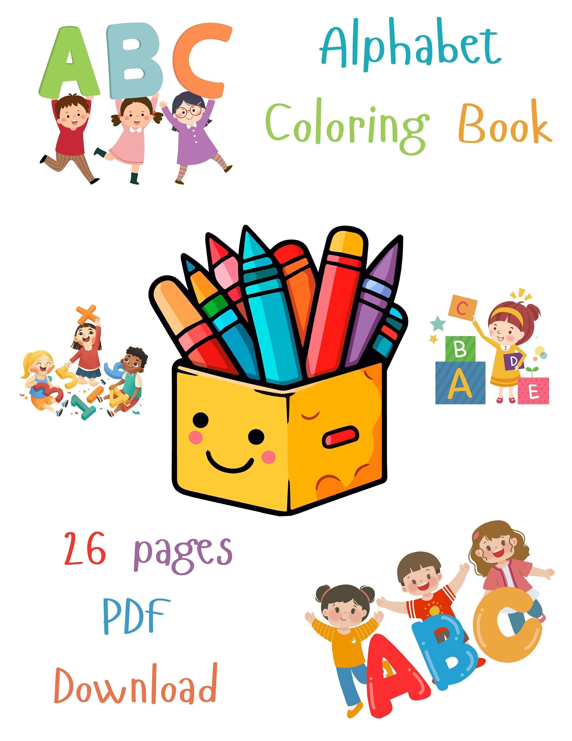 Alphabet, Coloring Book, Preschool, Pre-k, Download, Digital Coloring ...