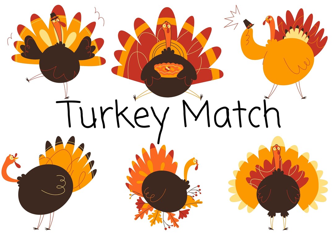 Turkey Matching, Digital, Digital Download, Printable, Preschool ...