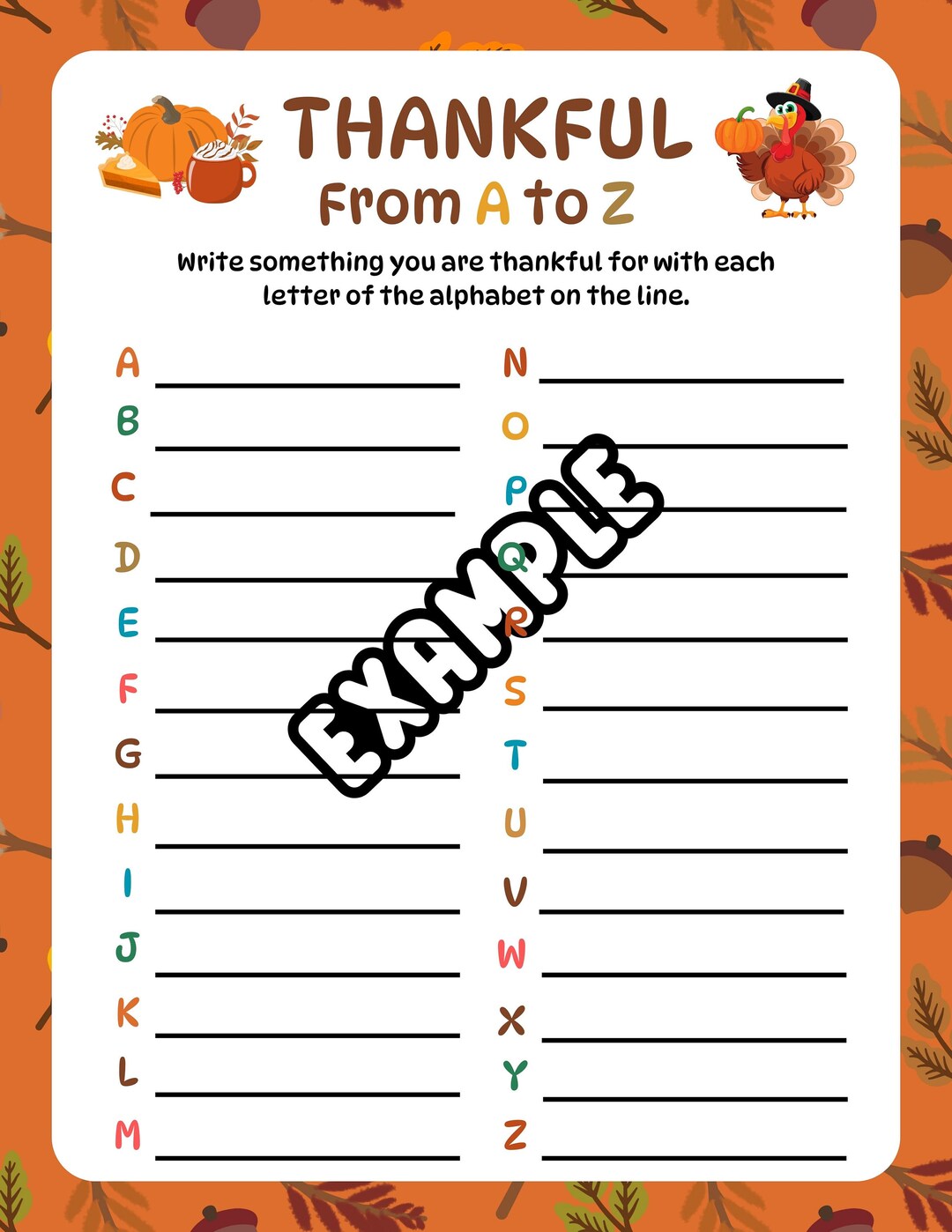 Thanksgiving Printable, Turkey, Preschool, Activity, Alphabet, Thankful ...