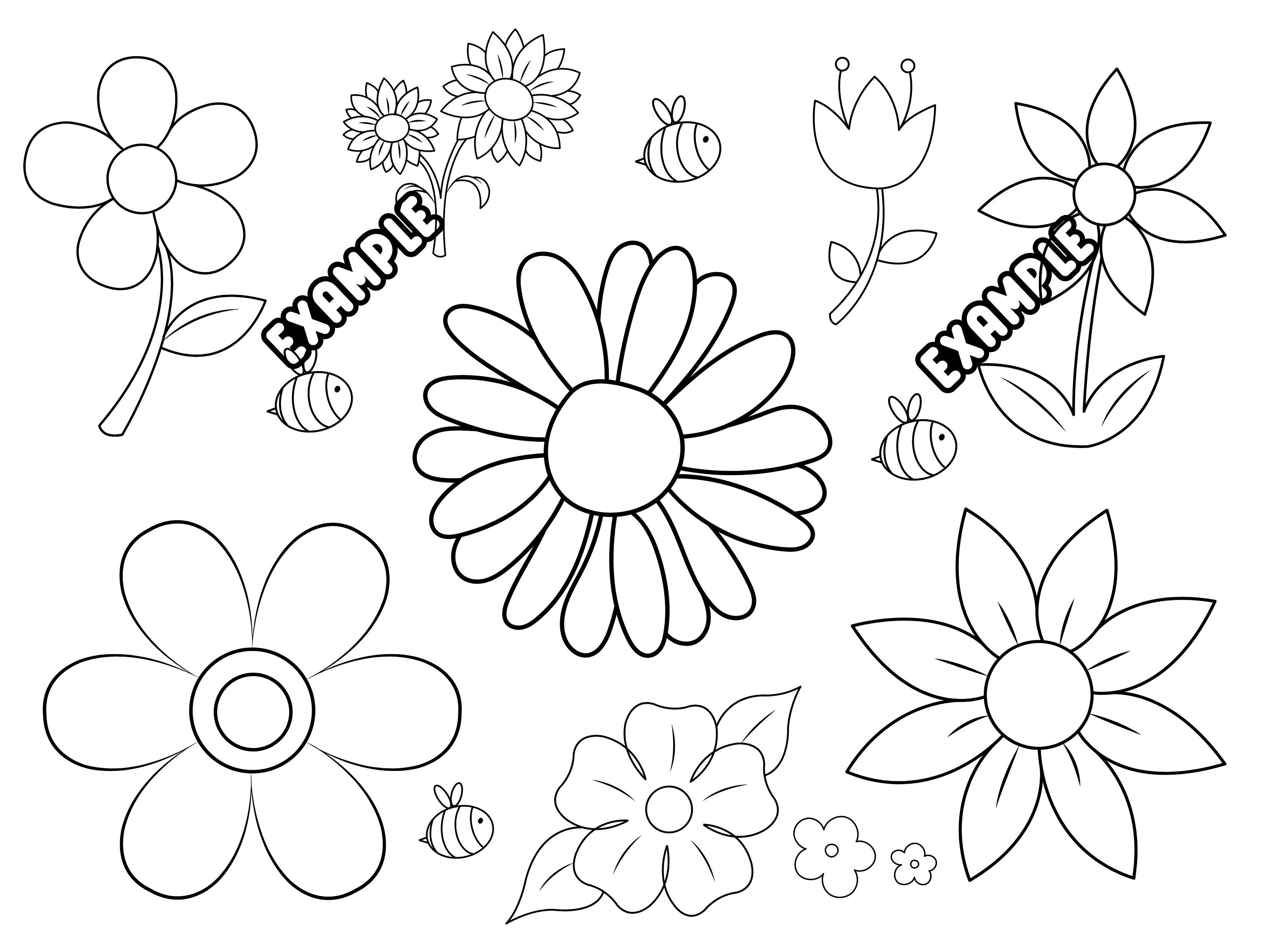Flower, Coloring Page, Digital File, Downloadable, Preschool, Flowers ...