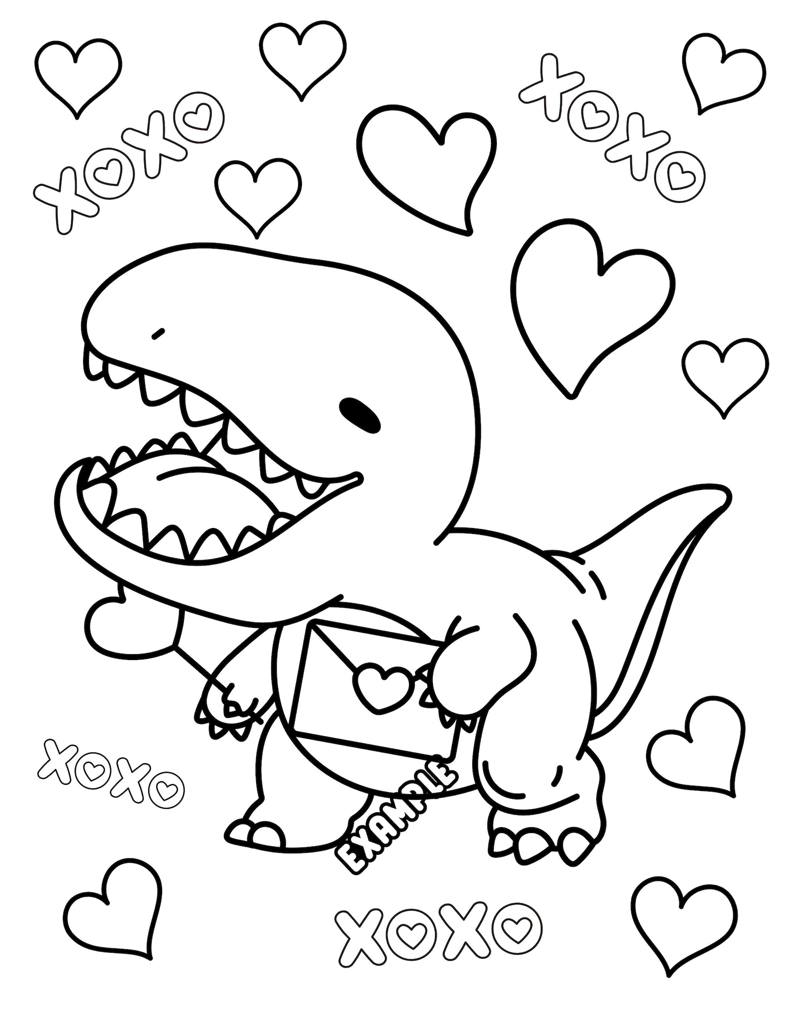 Valentines Day, Dinosaur, Coloring, Page, Valentine Coloring Page ...