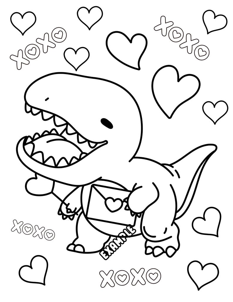 Valentines Day, Dinosaur, Coloring, Page, Valentine Coloring Page ...