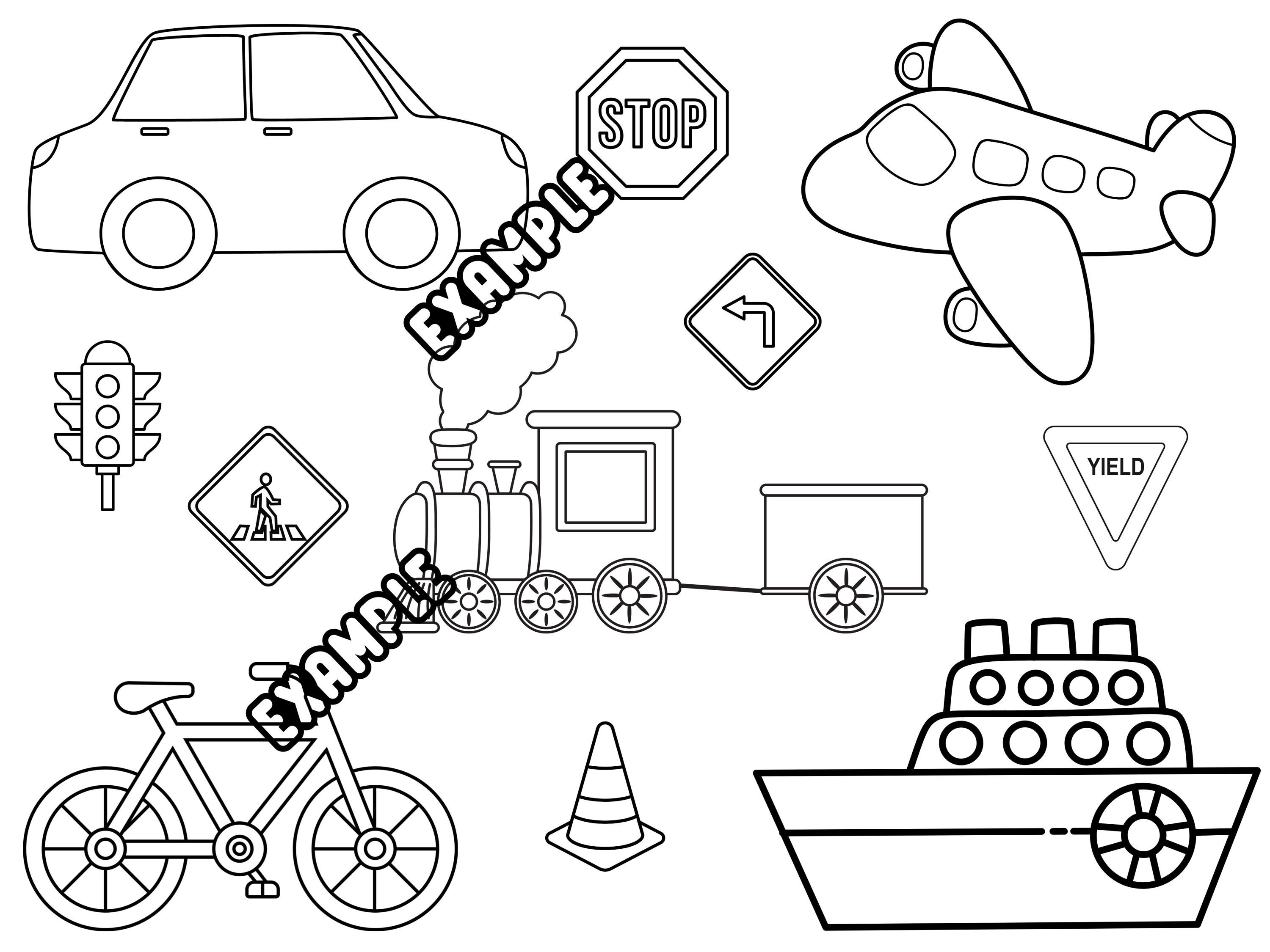Transportation Coloring Page, Preschool Vehicle Activity (digital ...