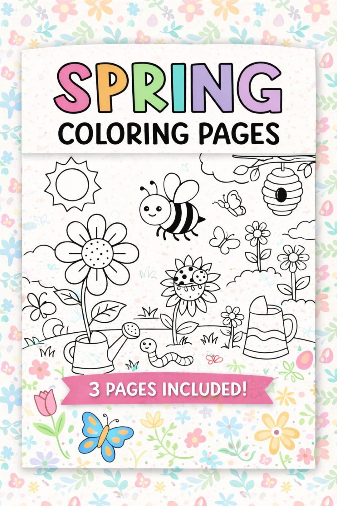 Spring, Bug, Coloring Pages, Preschool, Activity, Center, Digital ...