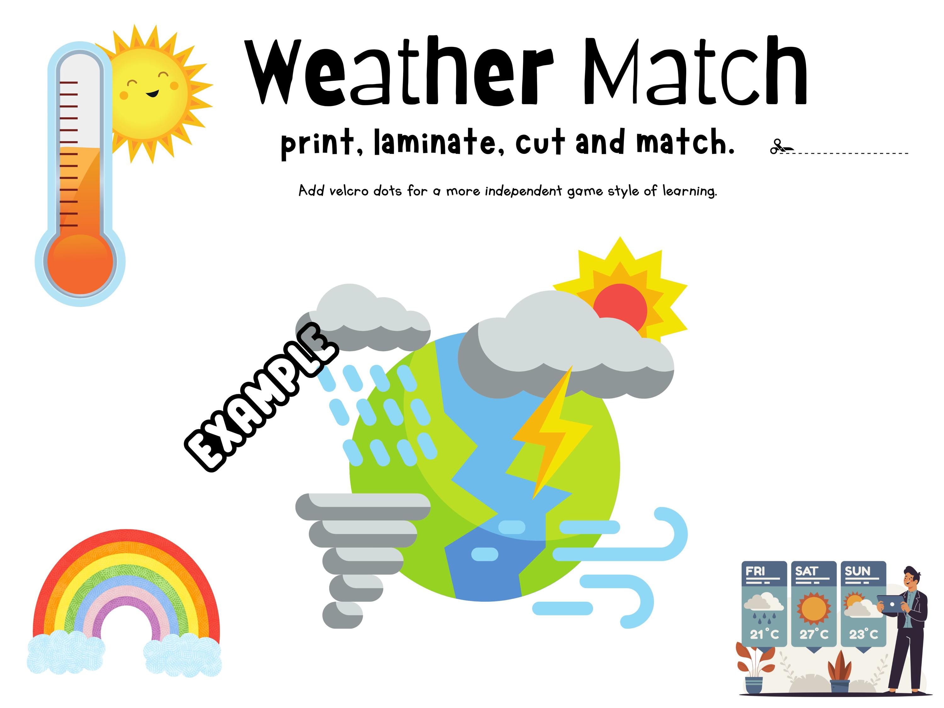 Preschool Weather Matching Game, Printable Activity (digital Download ...