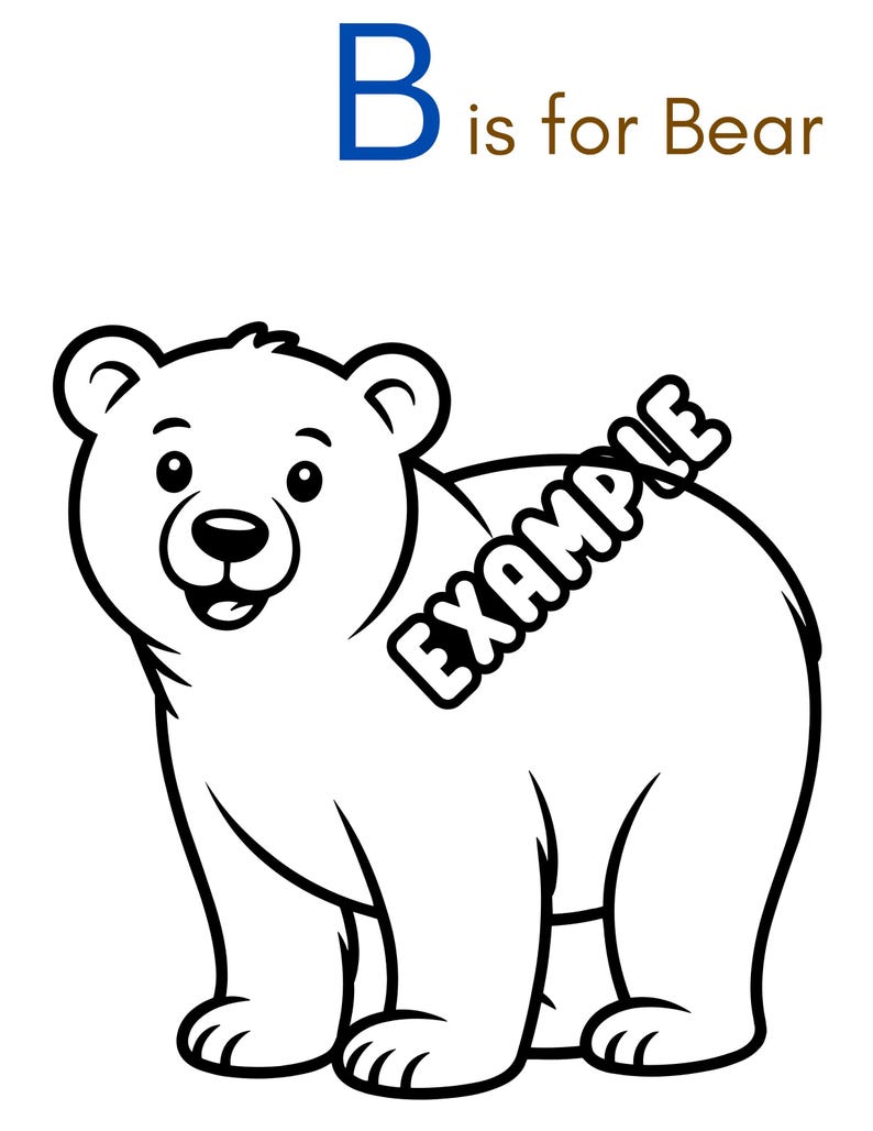B is for Bear, Coloring Page, Preschool, Pre-k, Kindergarten, Centers ...