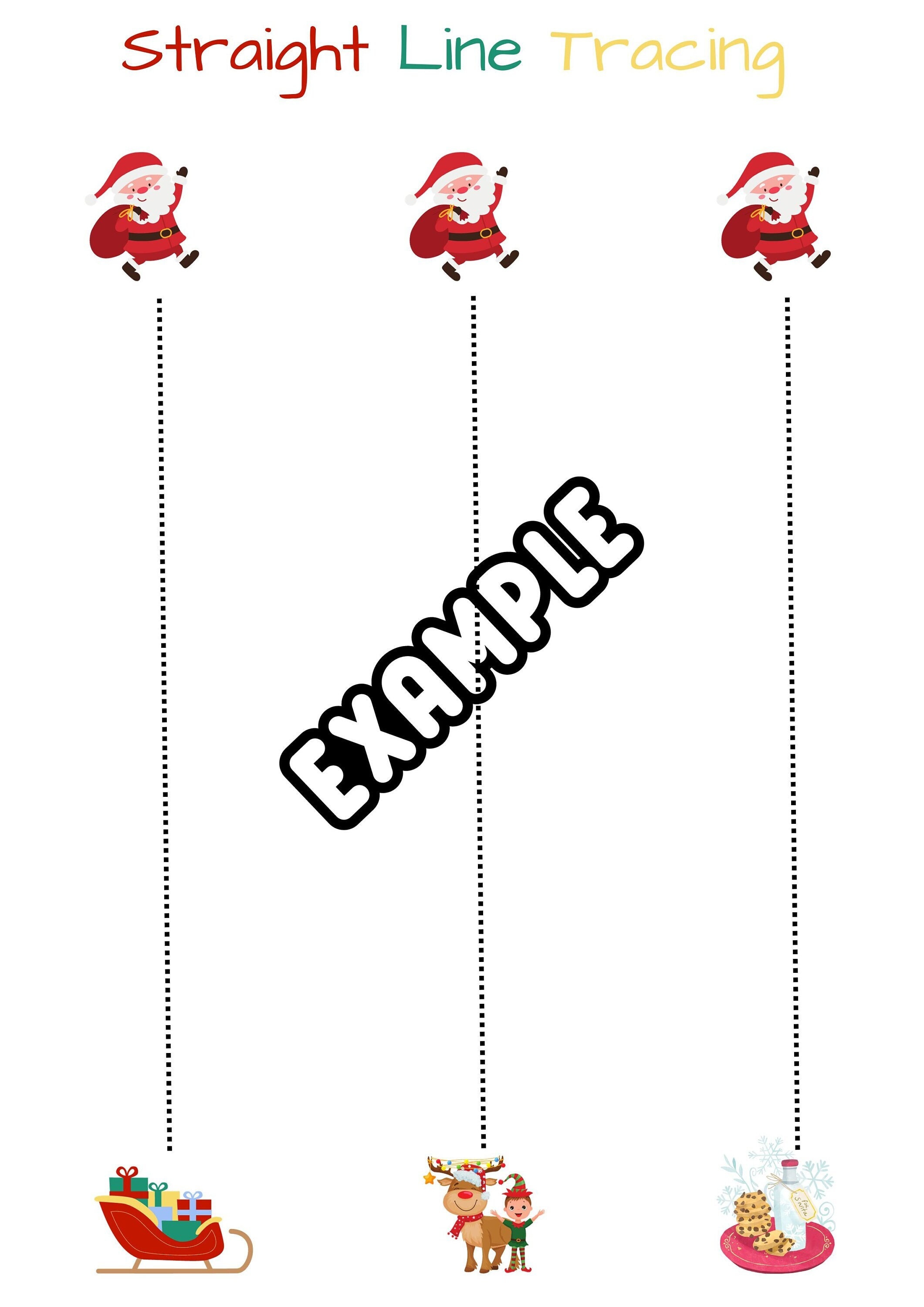 Santa Line Trace, Preschool Digital File, Christmas, Educational Files ...