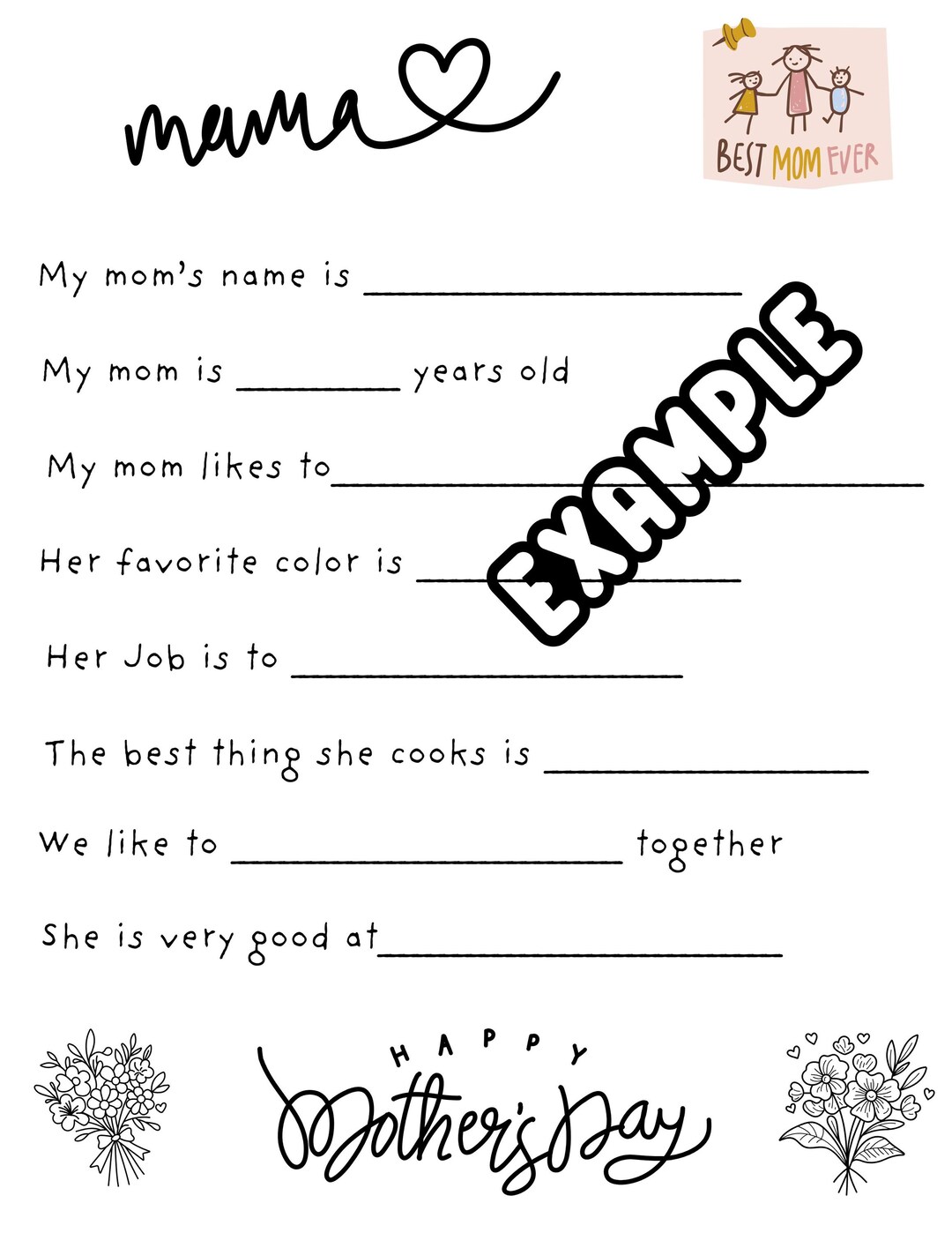 Mother's Day Quiz, All About My Mom, Preschool, Pre-k, Printable ...