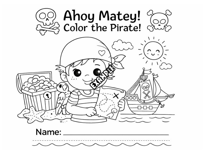 Pirate, Preschool, Coloring Page, Do a Dot, Trace the Lines, Bundle ...