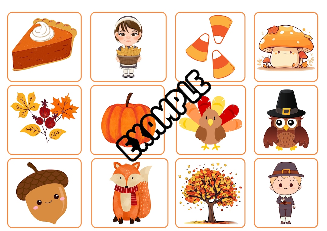 Thanksgiving Match, Digital, Digital Download, Printable, Preschool ...