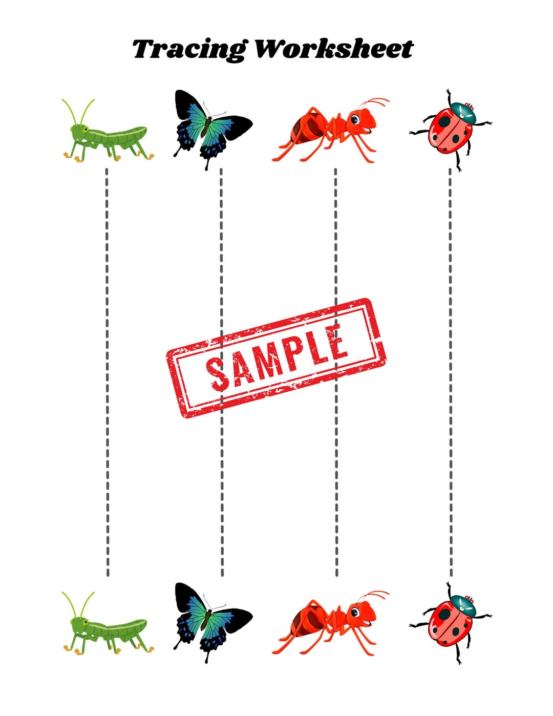 Bug, Line Tracing, 3 Page, Worksheet, Preschool, Pre-k, Printable ...
