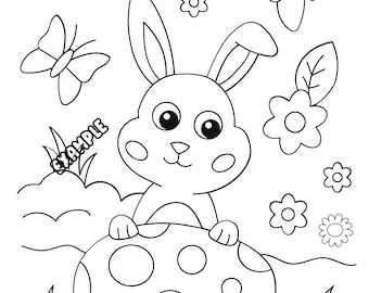 Digital Easter Bunny Coloring Page - Etsy UK