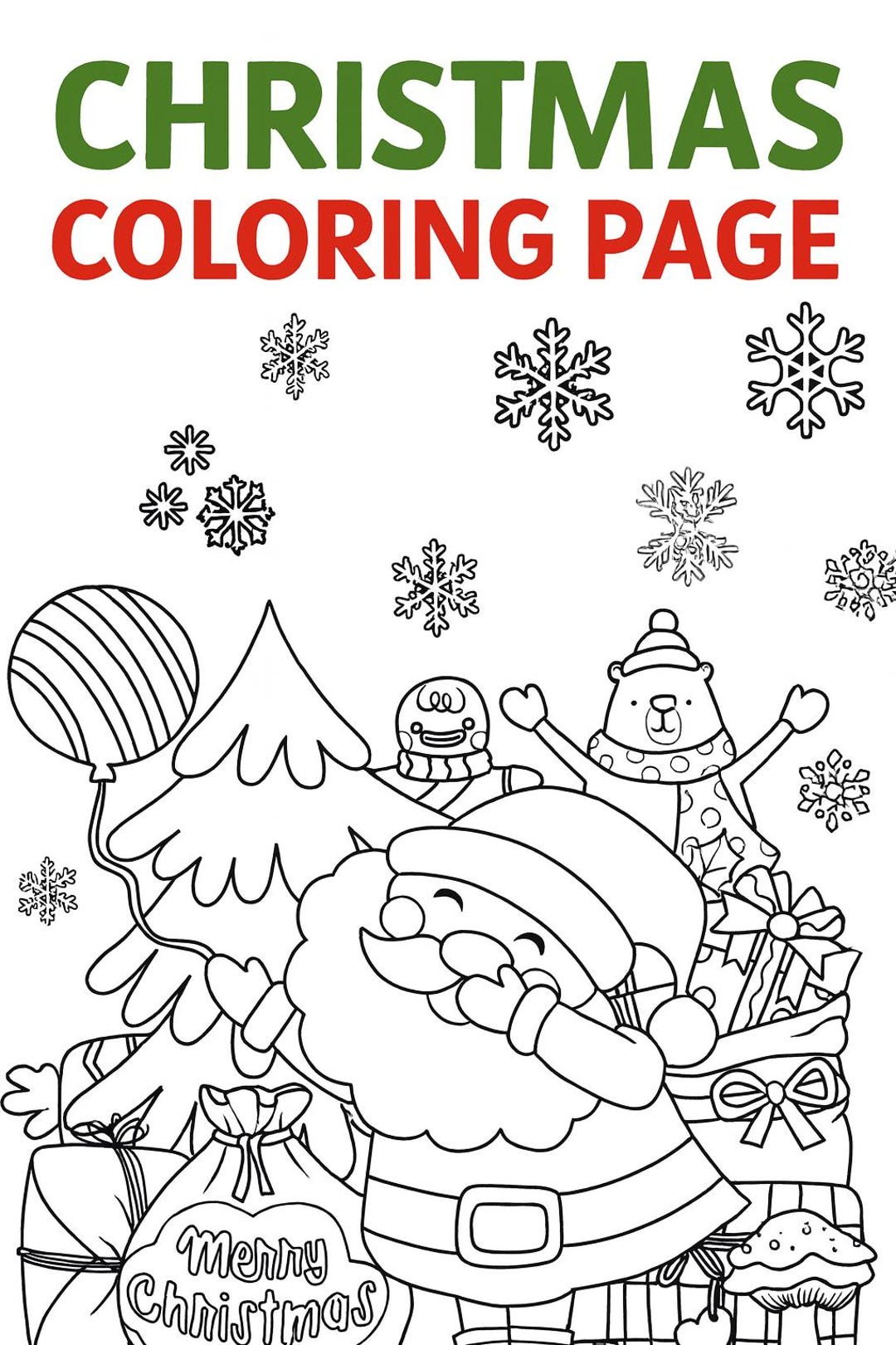 Santa, Coloring Page, Christmas, Digital, Downloadable, Printable ...