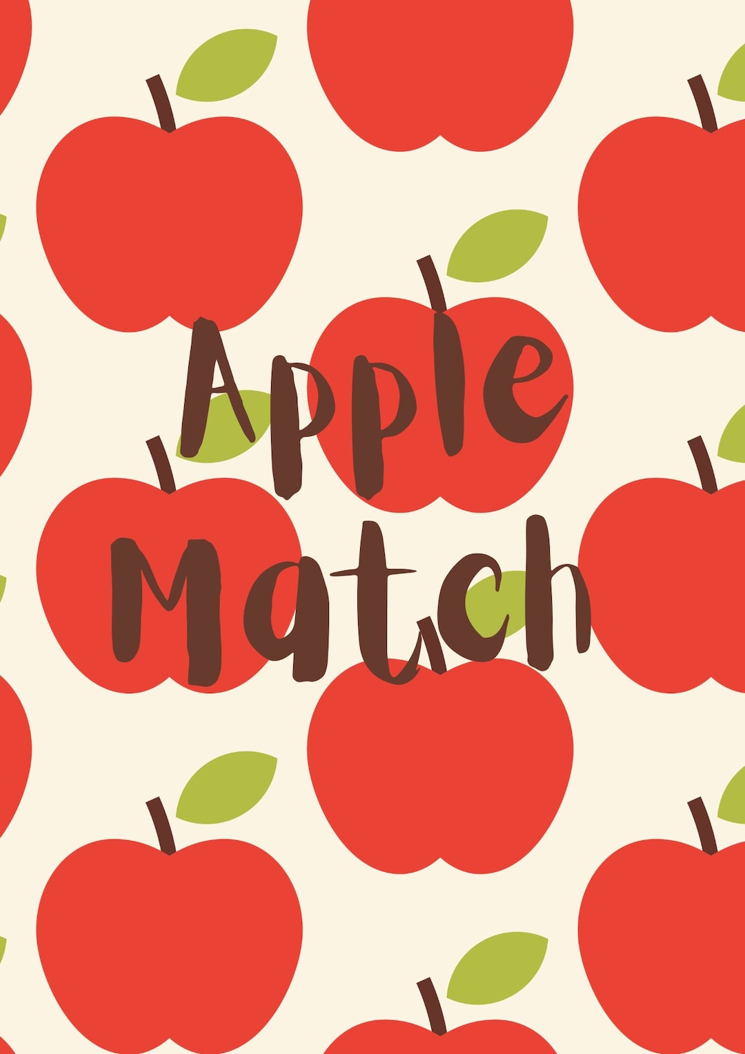 Apple Matching, Digital Download, Preschool, Printable, Apple, Match ...