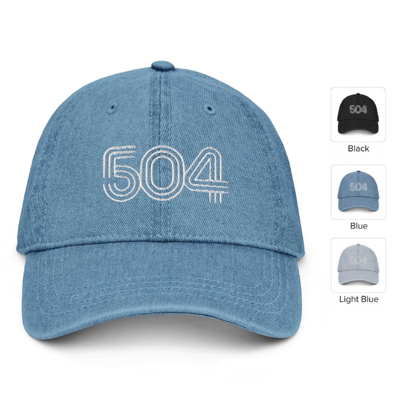 504 - Denim Hat, New Orleans Hat, Dad Hat, Mom Hat, College Hat ...
