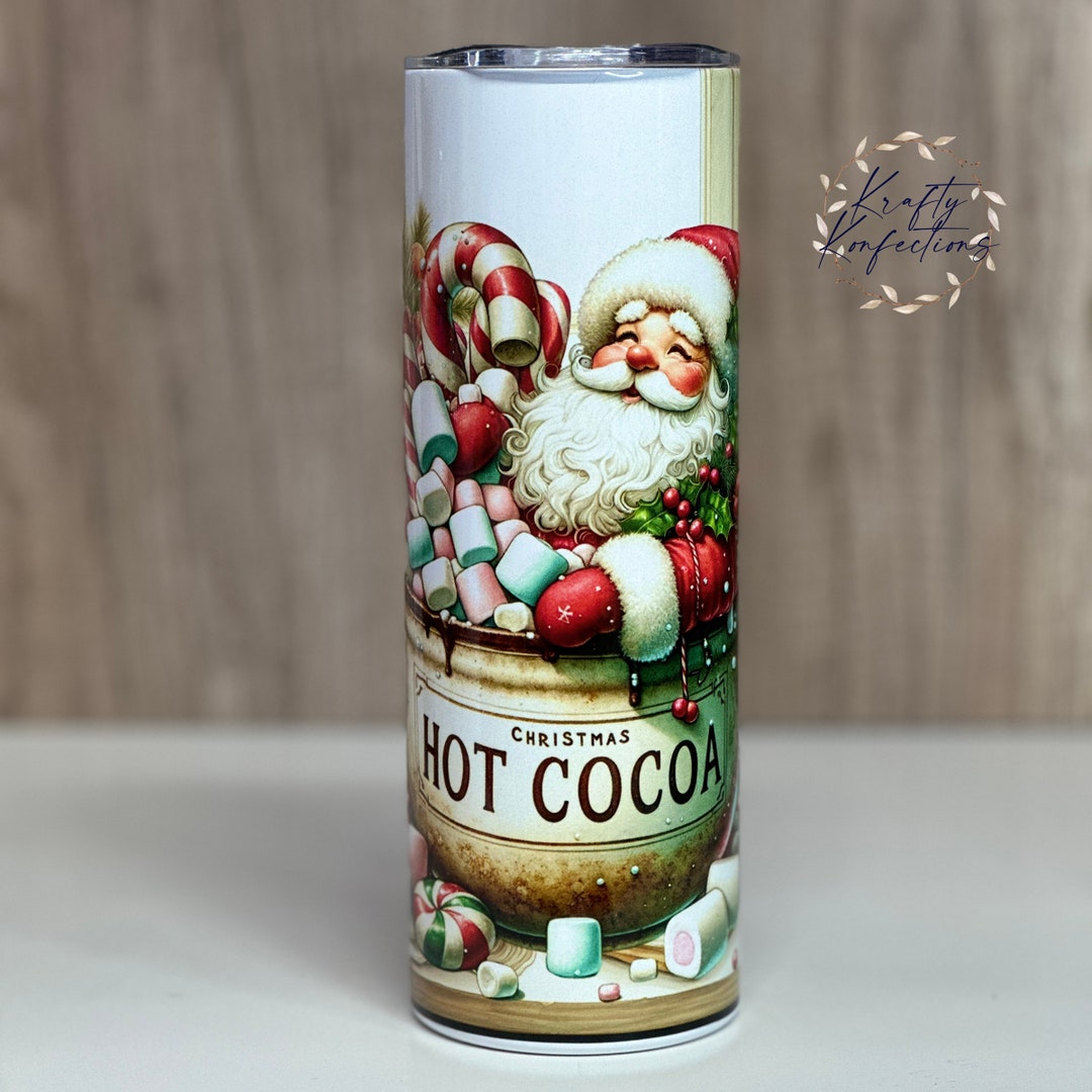 Hot Cocoa Santa 20 Oz Stainless Steel Tumbler | Santa Christmas Tumbler ...