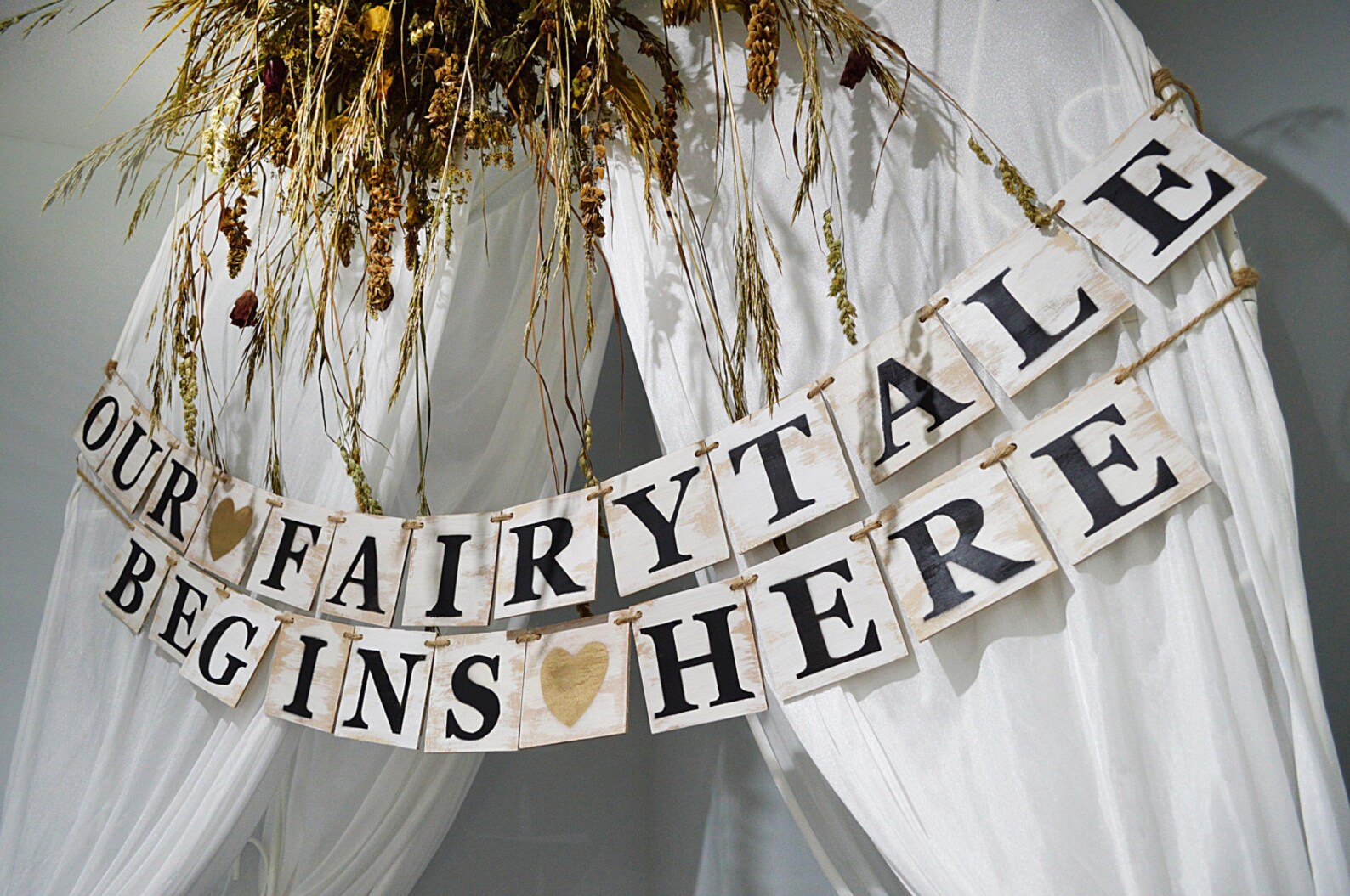 Wooden Wedding Banner Rustic Wedding Sign Our Fairytale | Etsy