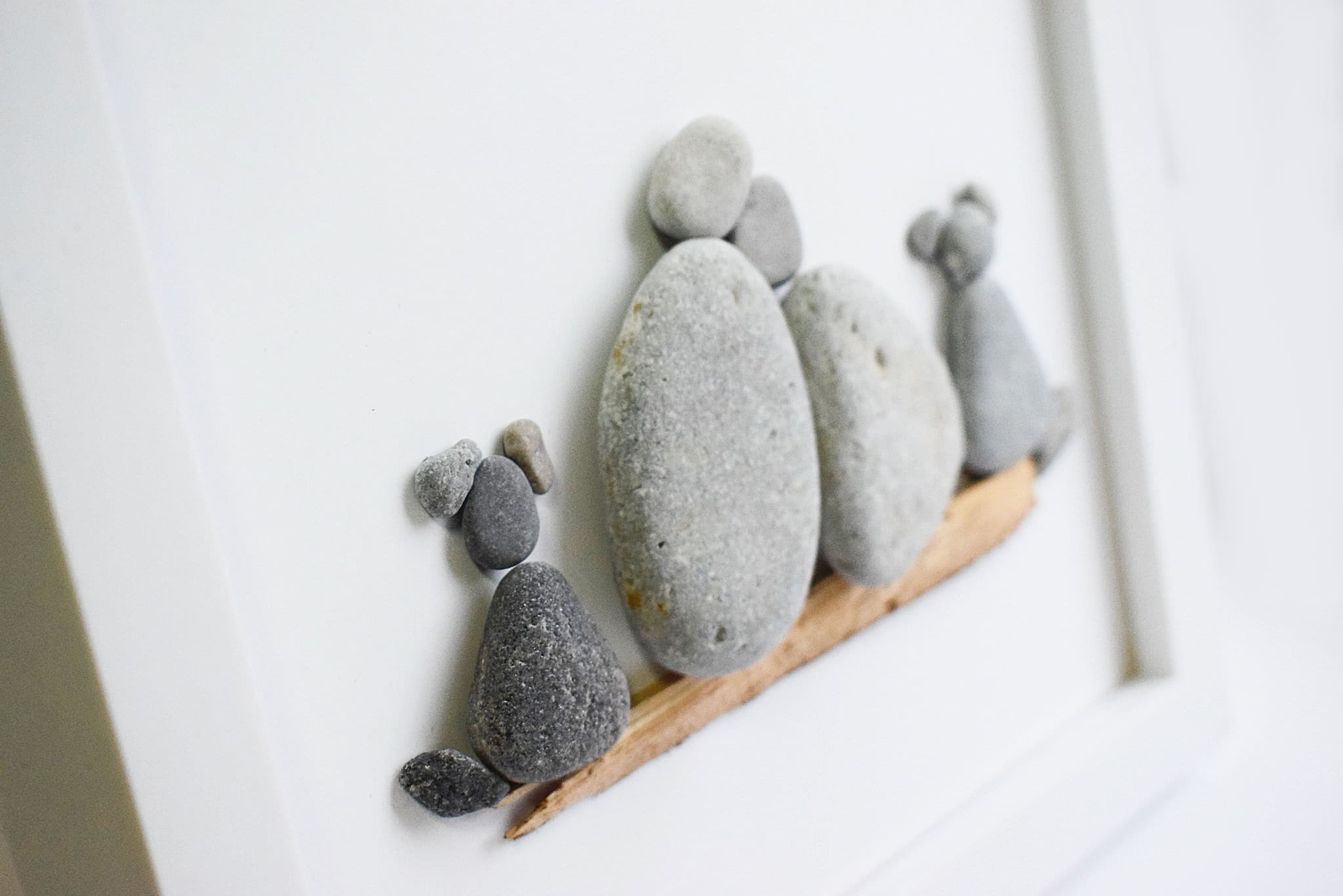 Pebble art family with dogs customized family picture | Etsy