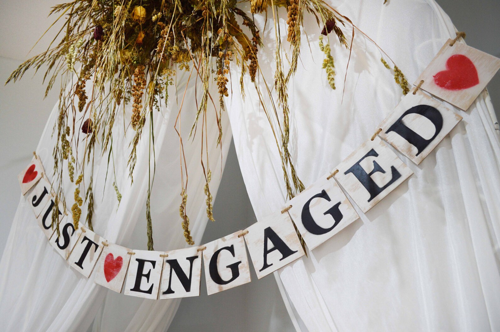 Wooden Just Engaged Banner Rustic Engagement Wooden Sign - Etsy