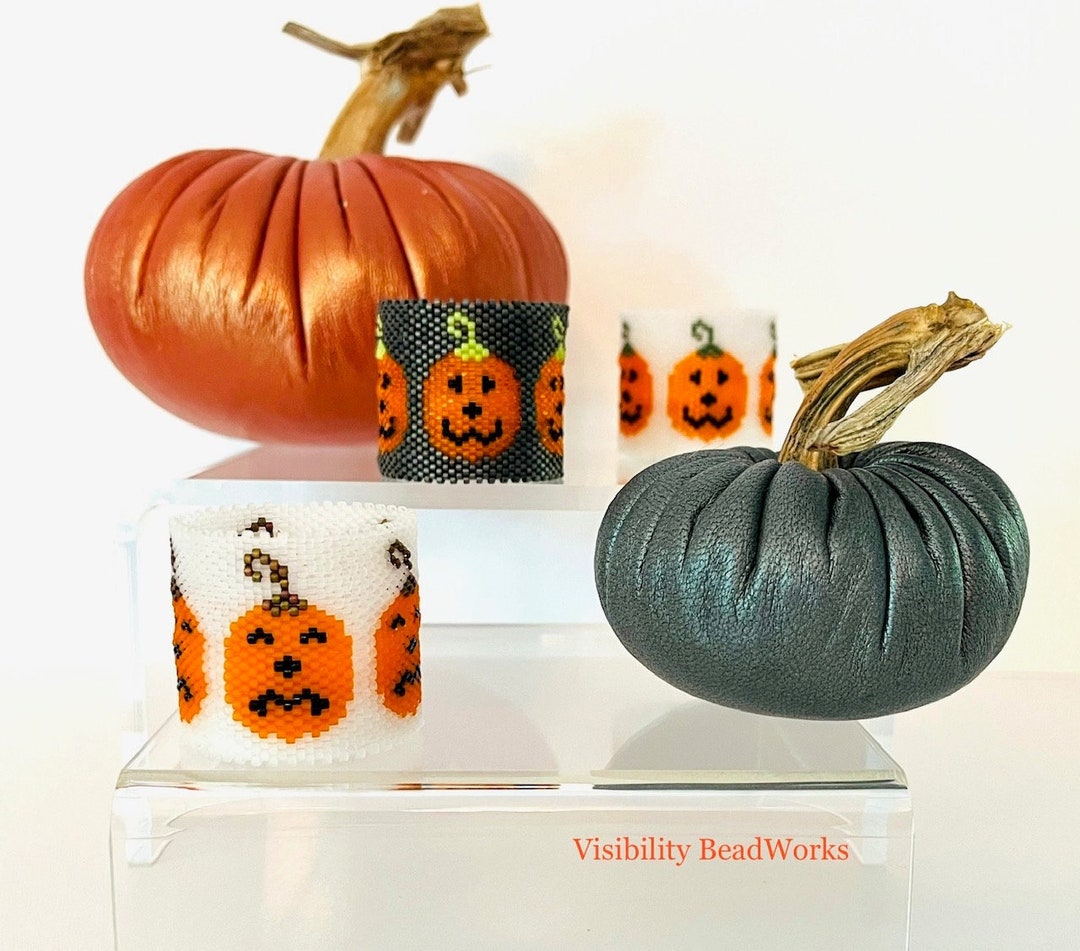 Two Beaded Tealight Patterns: Halloween Pumpkins - Etsy
