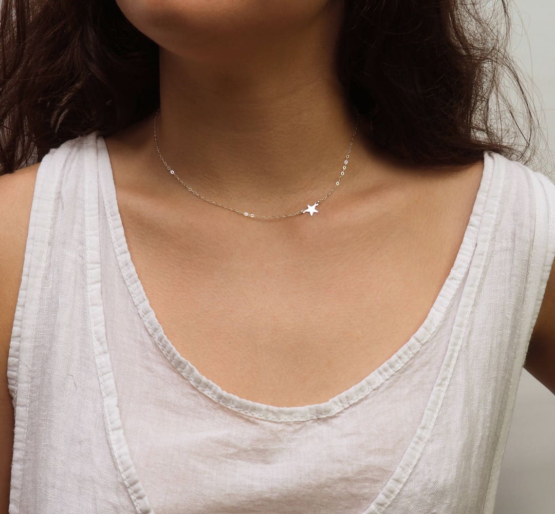 Dainty SIDEWAYS STAR Necklace in Sterling Silver, Gold Filled or Rose ...