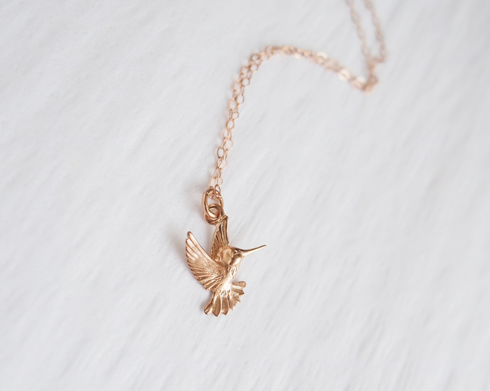 HUMMINGBIRD Necklace in Sterling Silver, Gold or Rose Gold • Layering ...