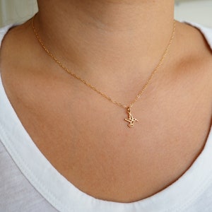 Tiny HUMMINGBIRD Necklace in Sterling Silver, Gold or Rose Gold ...