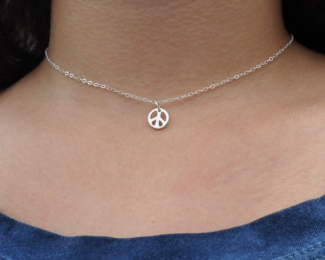 Sterling Silver PEACE Necklace • Peace Sign Necklace • Silver Peace ...