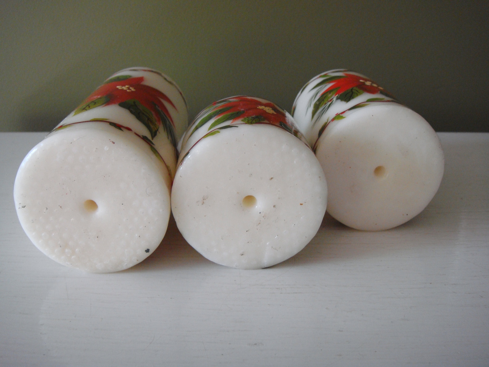 Vintage Christmas Candles W/ Poinsettia - Set of 3 - Vintage Christmas ...