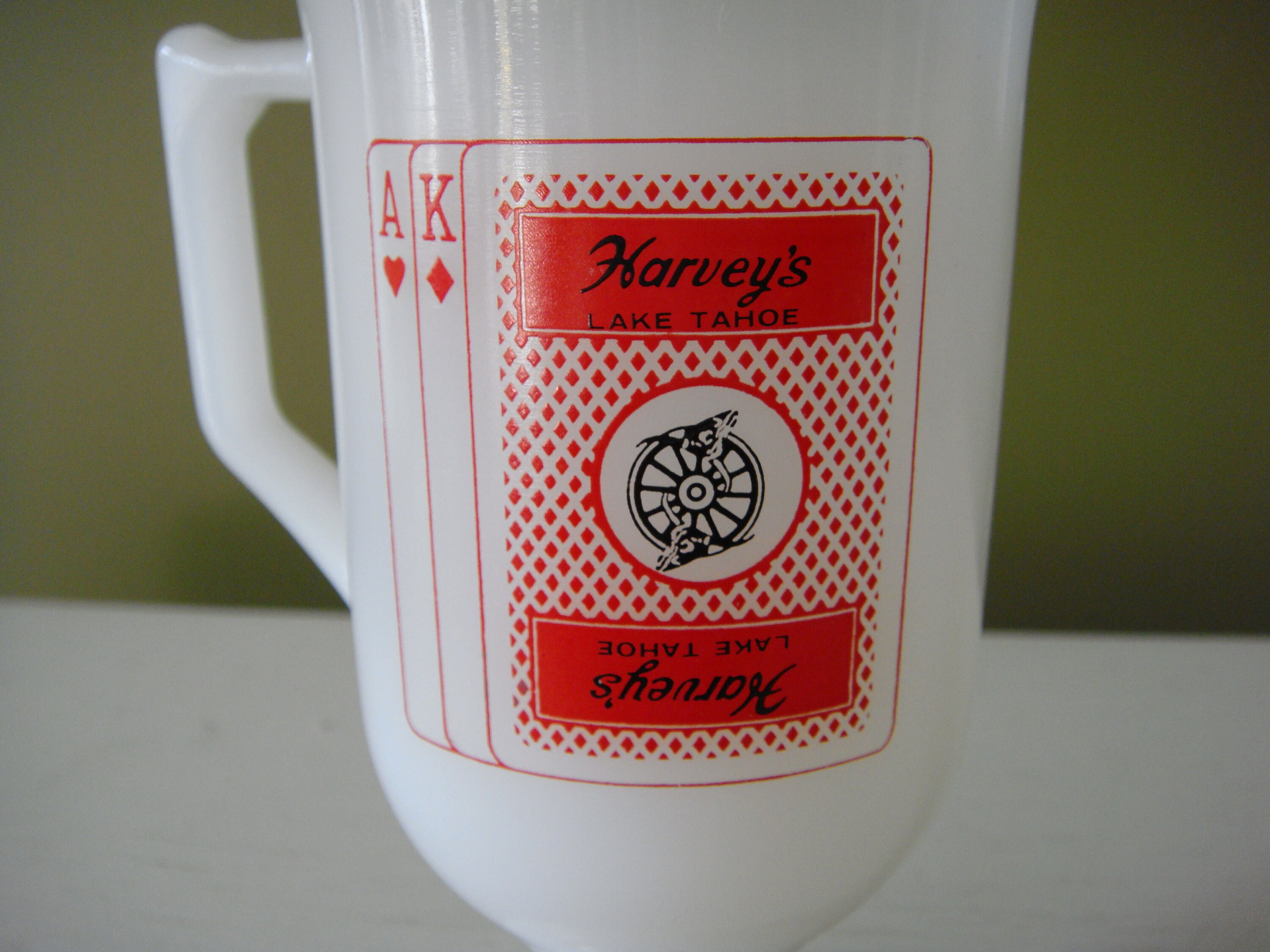 Vintage Milk Glass Pedestal Mug Harvey's Lake Tahoe Harvey's Hotel and ...