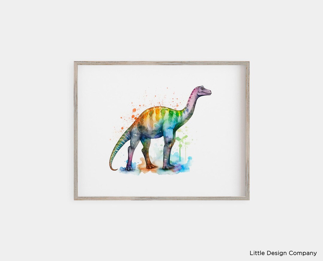 Watercolor Brontosaurus Print: Bold Dinosaur Kids Room Decor (digital ...