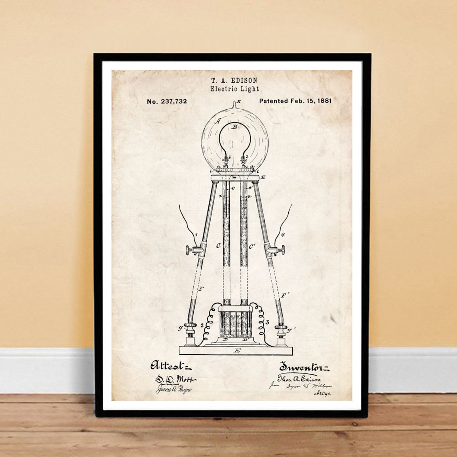 THOMAS EDISON LIGHT Bulb Invention Poster 18x24 Handmade - Etsy