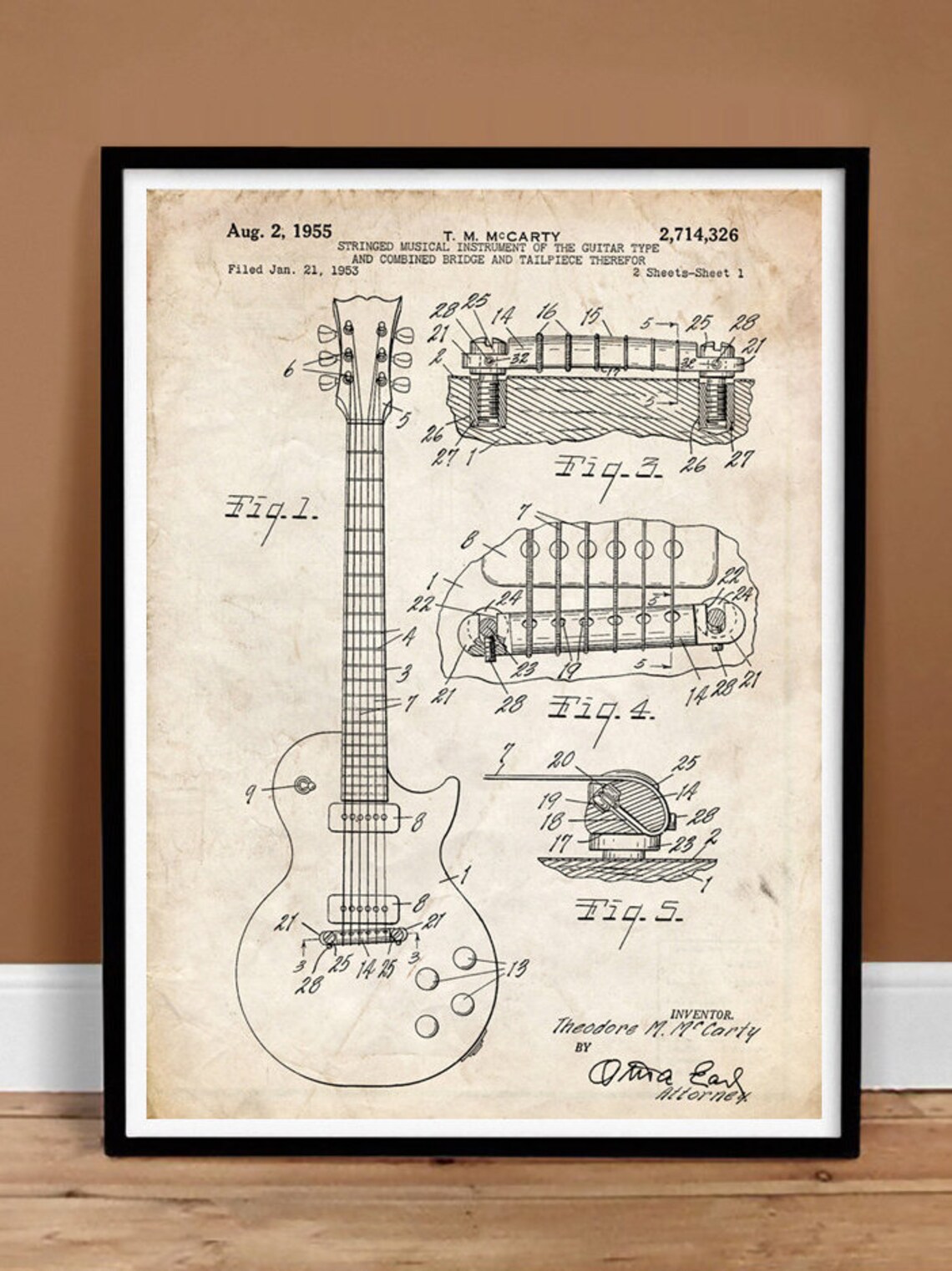 Les Paul Guitar Poster 18x24 Handmade Giclée Gallery Etsy