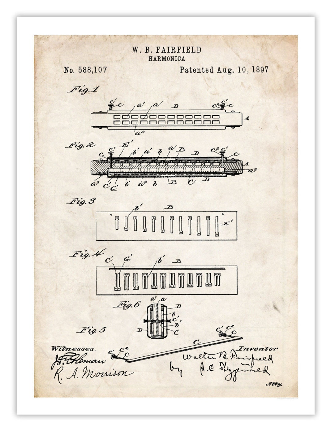 HARMONICA INVENTION POSTER 18x24 Handmade Giclée Gallery - Etsy
