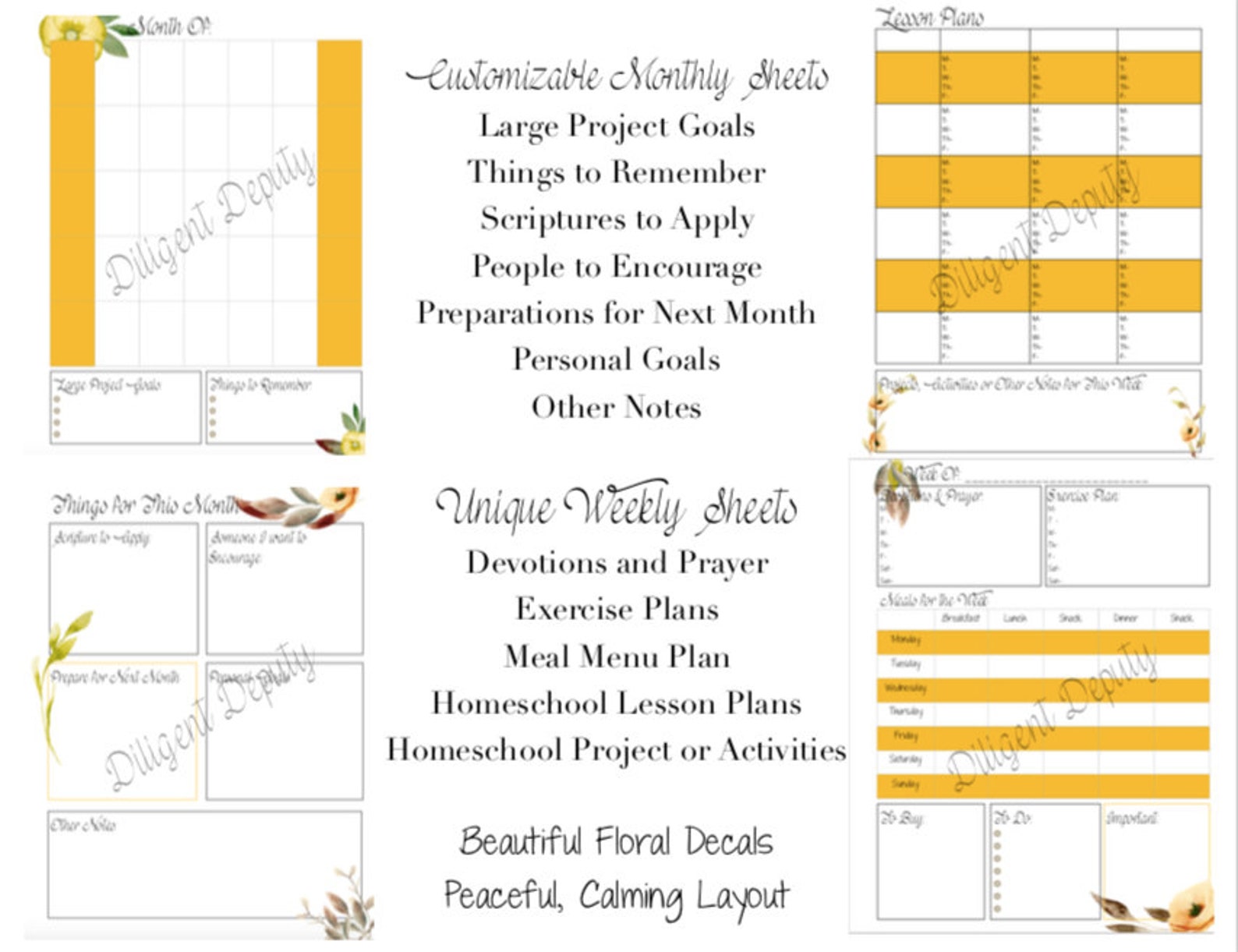 Customizable Christian Homeschool Planner Download Printable YELLOW ...