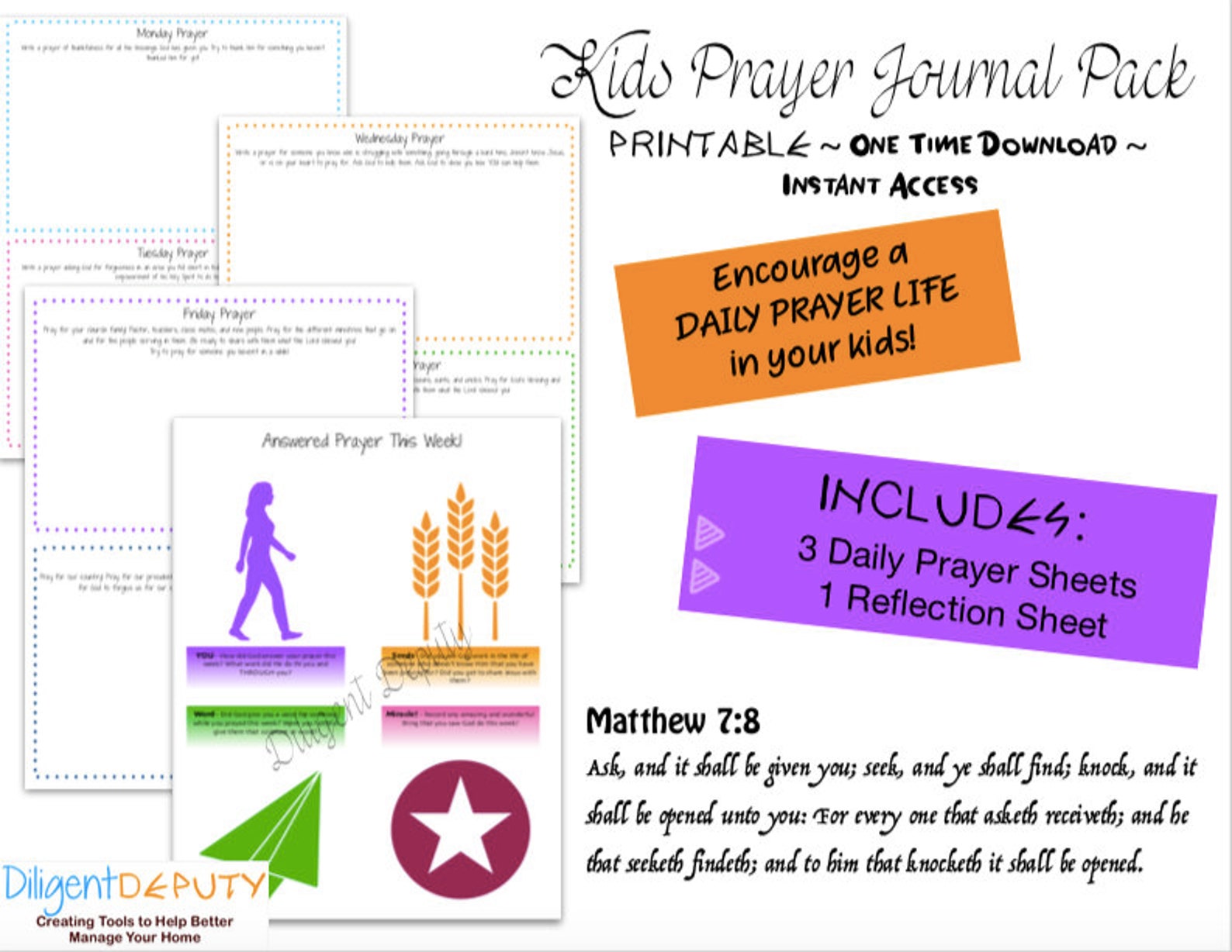 COMBO PACK Kids Devotional Pack & Kids Prayer Journal Pack ~ Christian ...