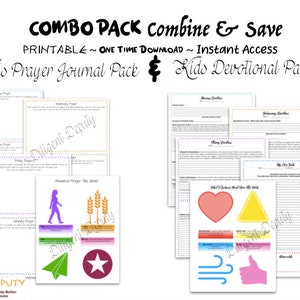 COMBO PACK Kids Devotional Pack & Kids Prayer Journal Pack ~ Christian ...