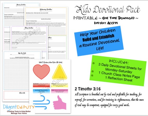 Kids Devotional Printable Christian Homeschool Inductive | Etsy