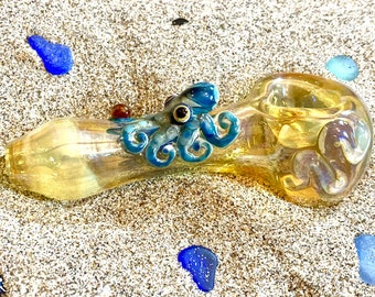 Hand Blown Glass Octopus Pipe - Etsy