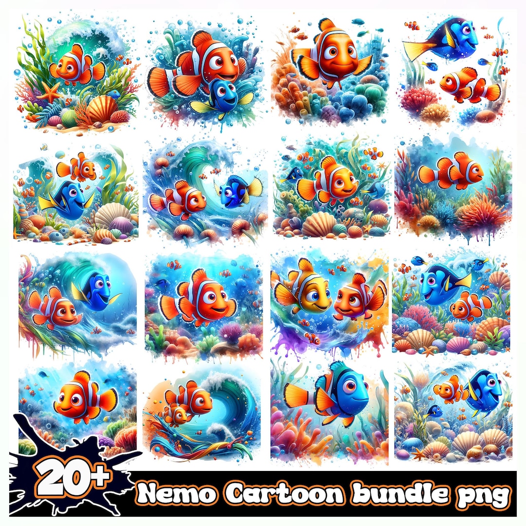 Finding Nemo Finding Dory Splash and Watercolor Digital Design PNG File ...