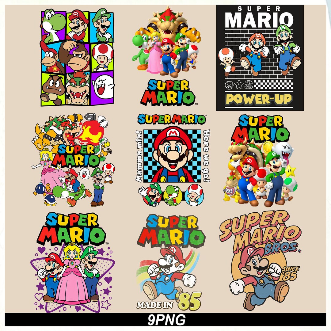 Super Mario Bundle Super Mario PNG and Font, Super Mario, Super Mario ...