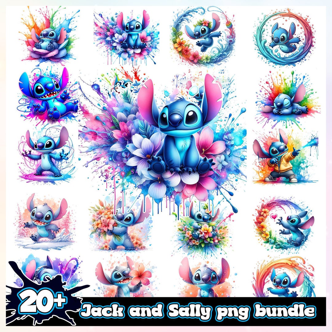 Stitch Splash and Watercolor Digital Design PNG File for Sublimation ...