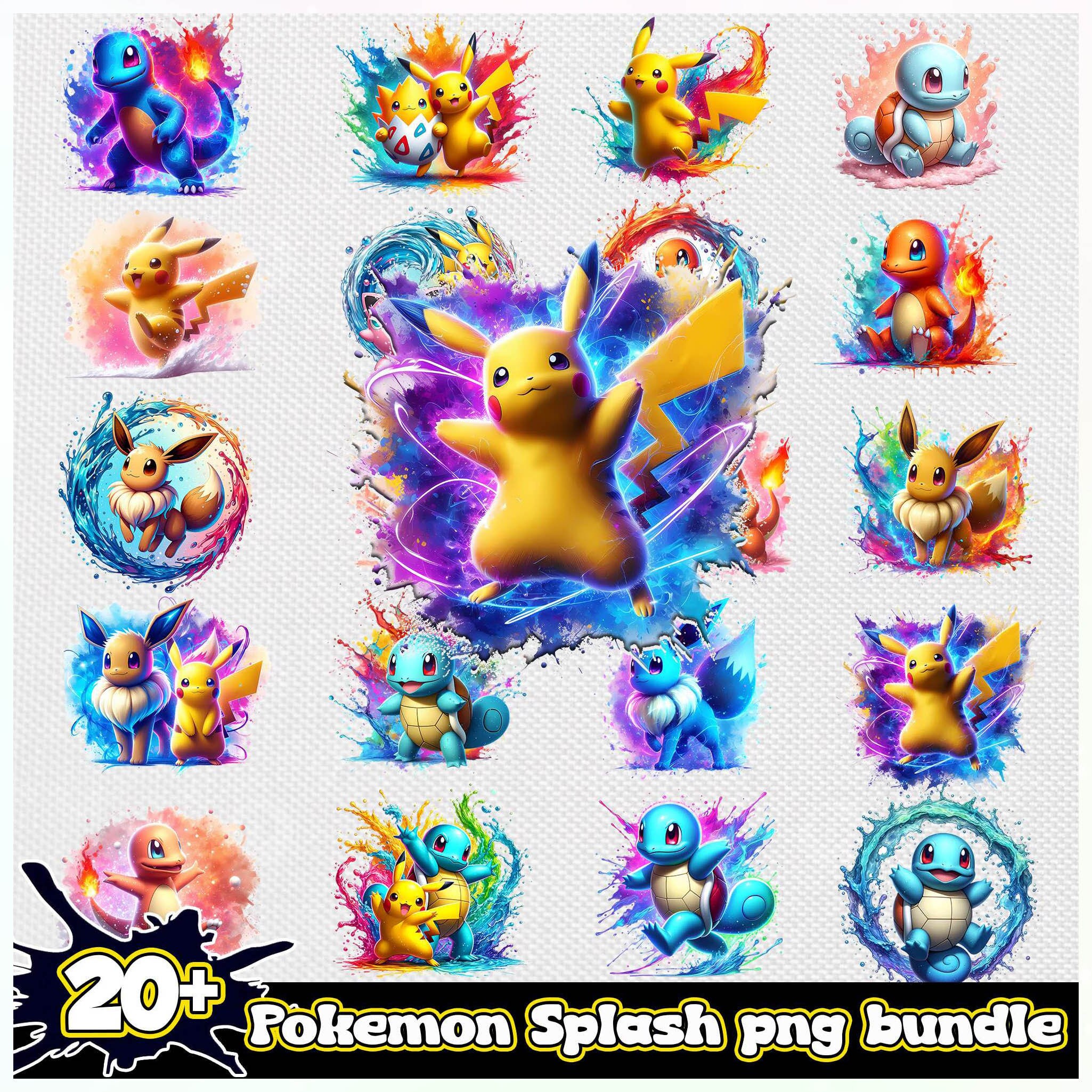 Pokemon Splash and Watercolor Digital Design PNG File for Sublimation ...