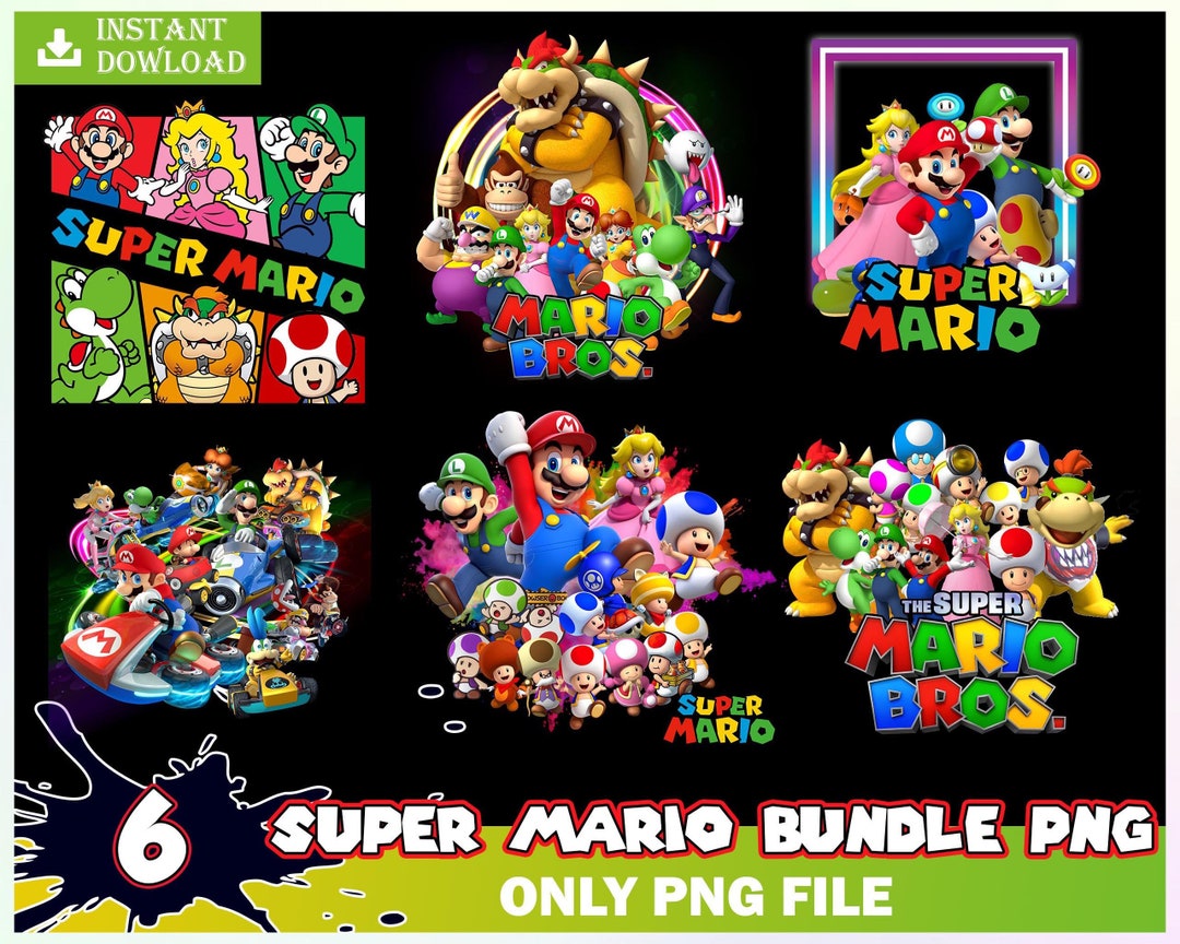 Super Mario Clipart Bundle, Transparent Images, Printable Mario Png ...