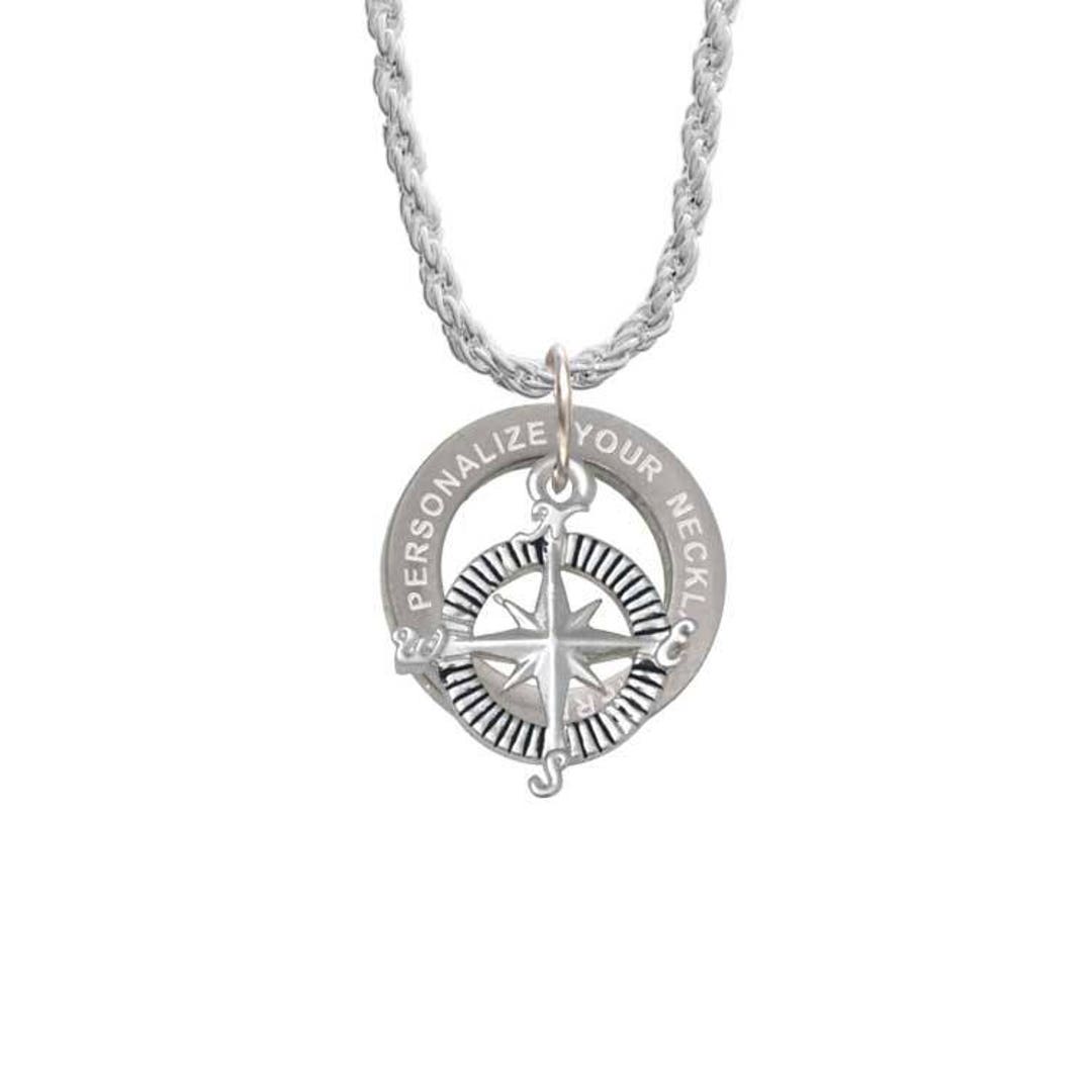 Compass Necklacecustom Engraved Affirmation Eternity Necklacecompass Jewelrycompass Jewelry