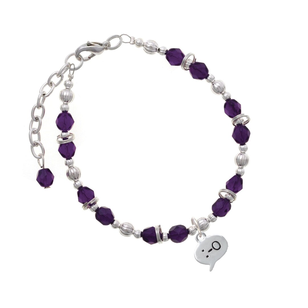 Emoticon Charm Bracelet, Silver Tone Emoticon - Beaded Bracelet, 7-8.5 ...