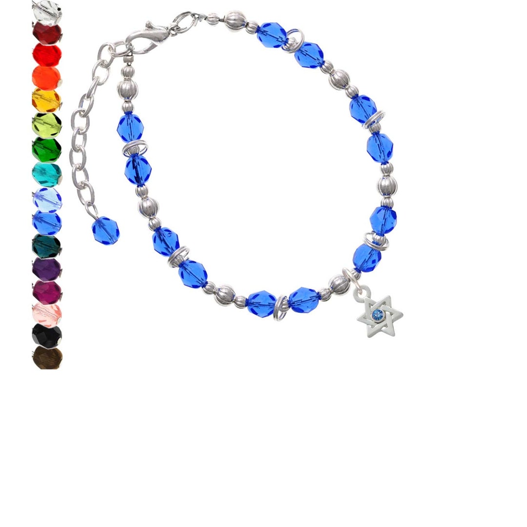 Mini Star of David With Crystal Beaded Bracelet, 7-8.5 Inches - Select ...