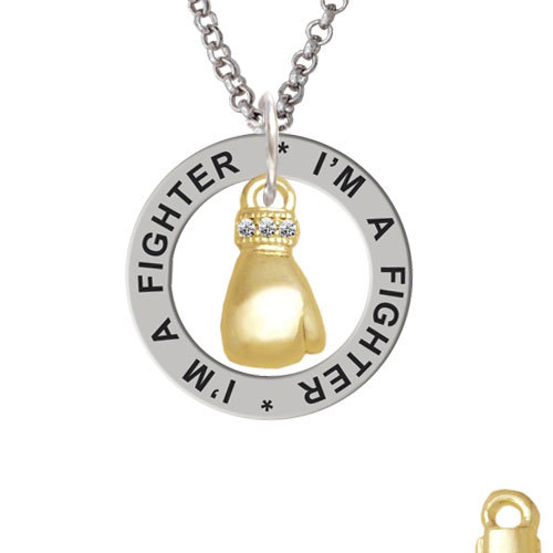 Golden Boxing Glove - I'm a Fighter Affirmation Ring Necklace,boxer ...