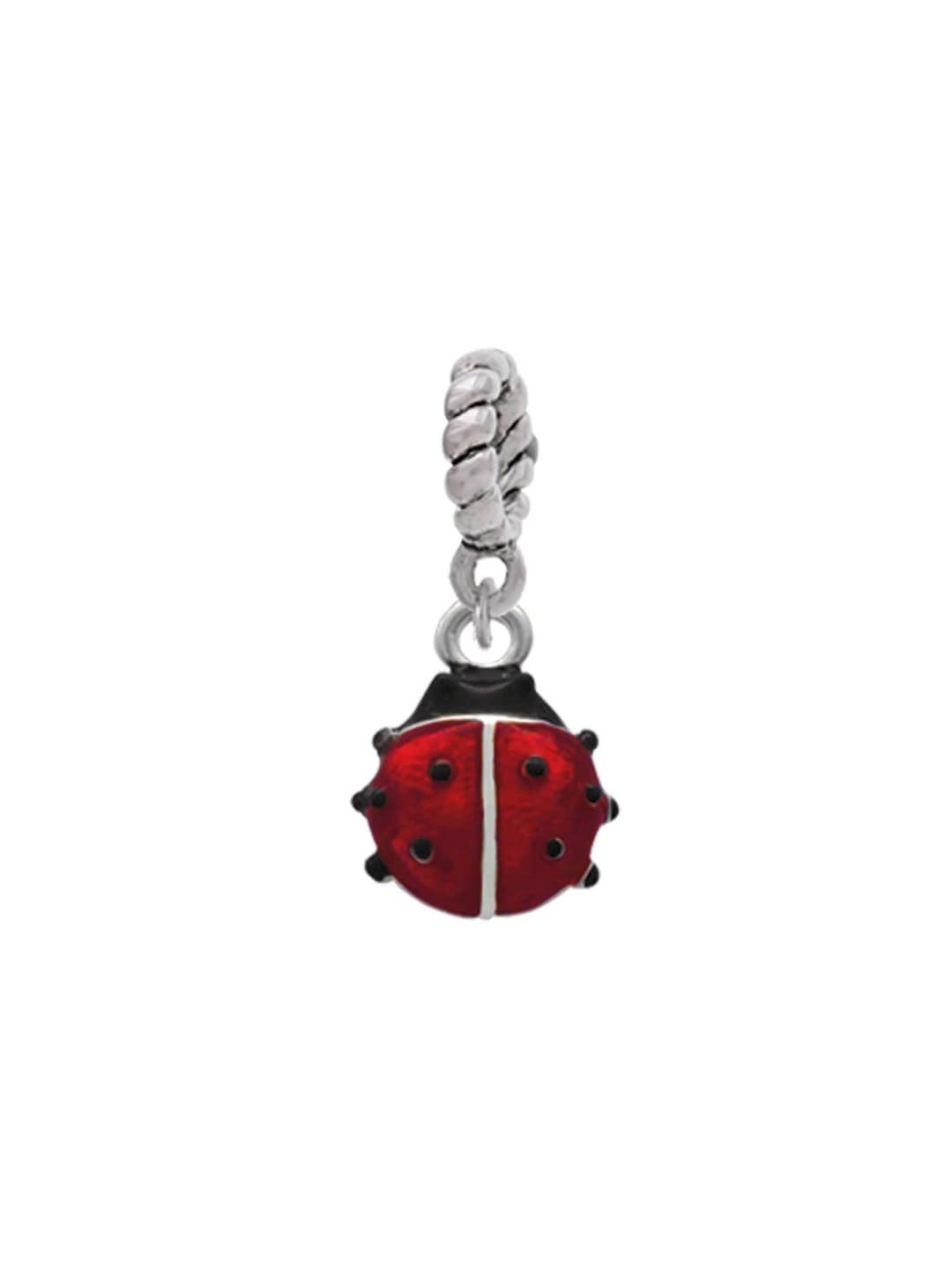 Enamel Mini Red Ladybug - Charm Bead Dangle or Clip on Charm - Silver ...